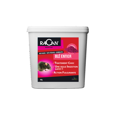 Raticide - Souricide blé entier gamme pro RACAN "RA257029" seau de 5 kg
